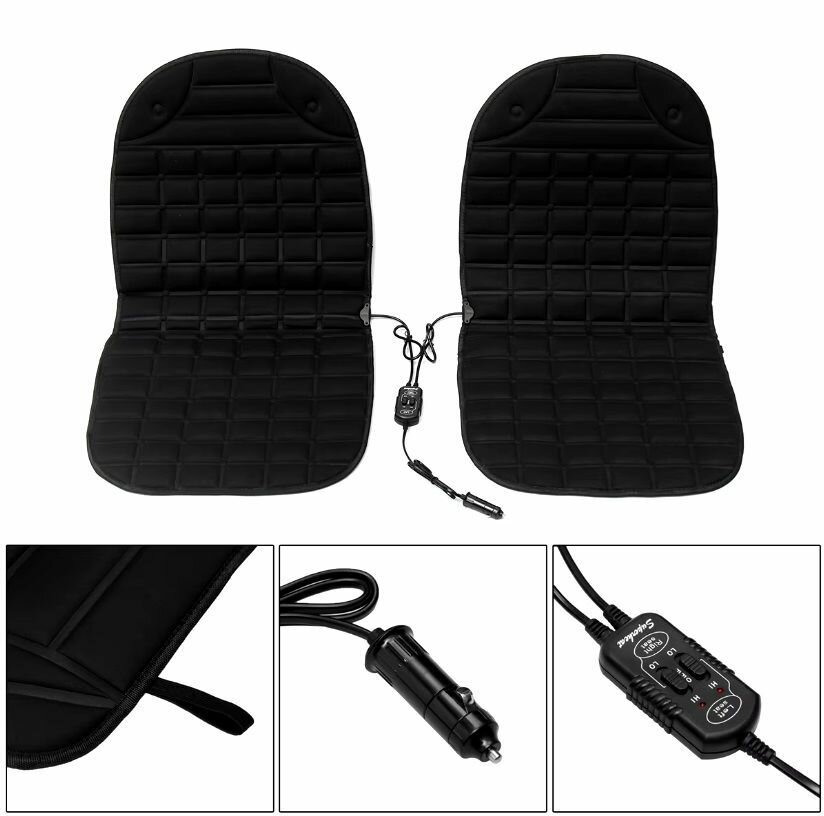 Чехол на автомобильное сиденье с подогревом, 12 В (комплект 2 шт.)