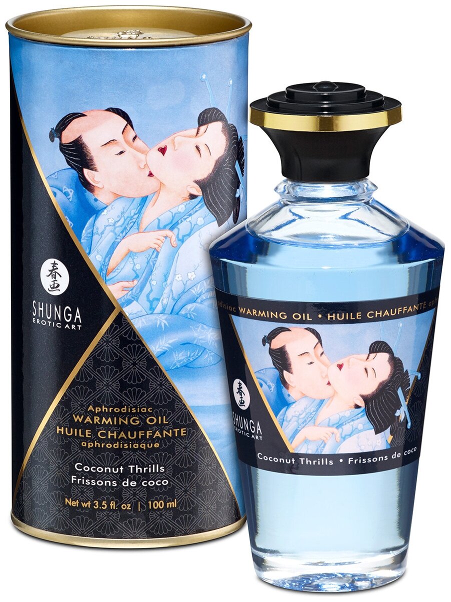 SHUNGA массажное масло разогревающее Warming Oil, 100 мл, кокос