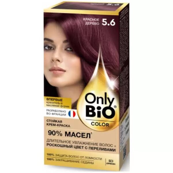 Краска для волос фитокосметик, Кремовая, стойкая, Only Bio color, тон 5.6 Красное дерево, 115 мл