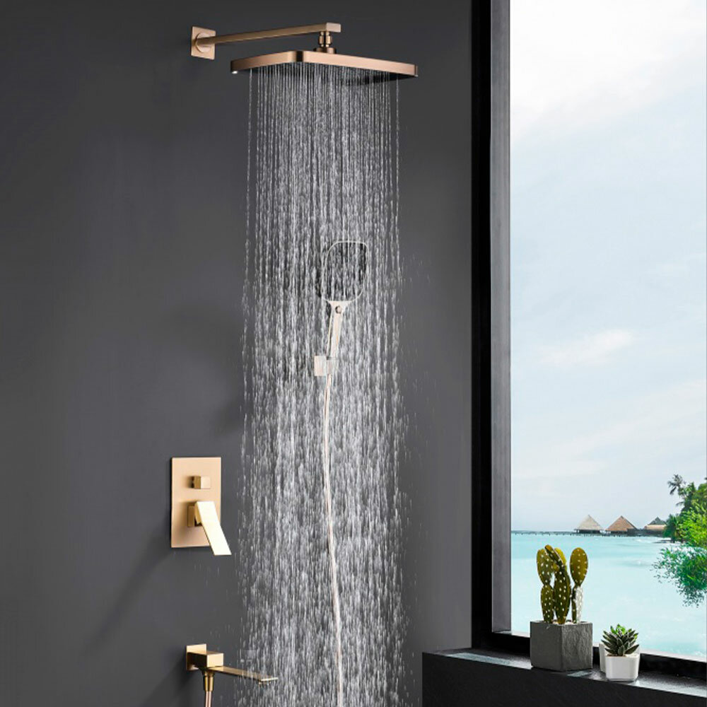 Смеситель для душа Ganzer GZ05165-S матовое золото, встраиваемый, 3 функции, из латуни