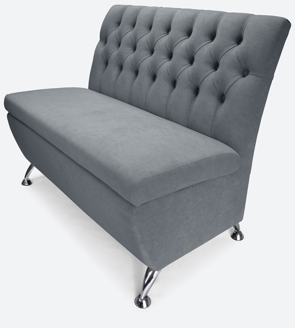 Диван прямой с ящиком Студия-Ф - Форма. 100х66х86 см, с каретной стяжкой, без подлокотников, велюр Dream Grey