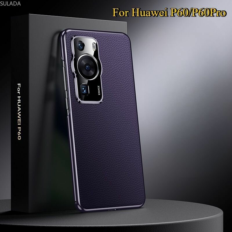 Роскошный натуральной кожи чехол для Huawei P60/P60 Pro / Хуавей П60/П60 Про