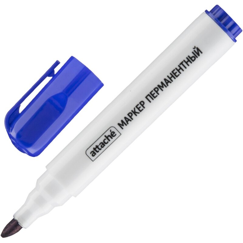 Маркер перманентный Attache синий, 1,5-3 мм, скошенный наконечник (916460)