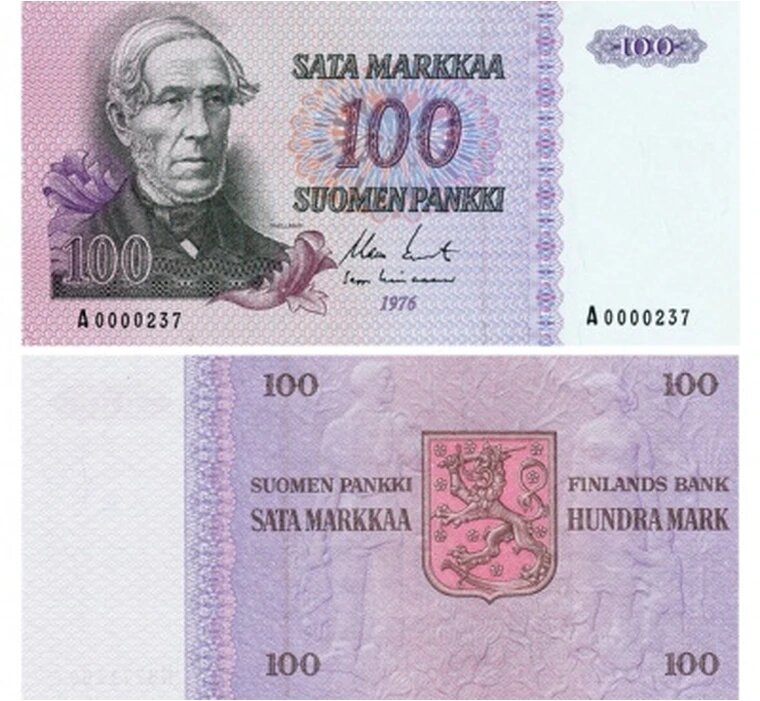 100 марок 1976, Финляндия, сувенирная копия, банкноты и купюры редкие коллекционные