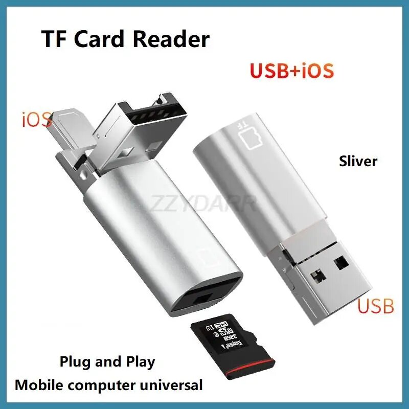 Устройство чтения карт памяти USB Micro SD для iPhone TF Устройство чтения карт памяти U I sliver