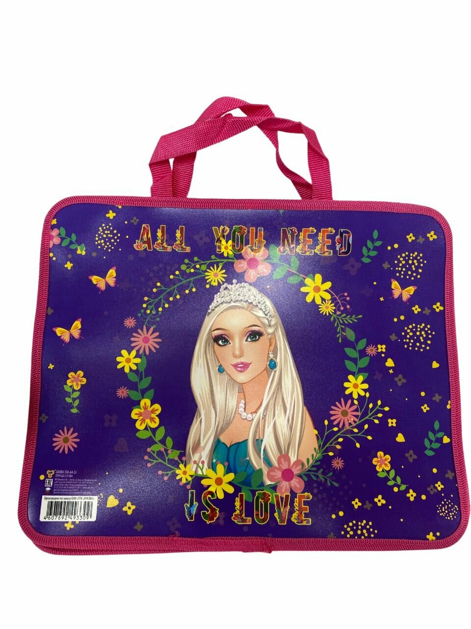 Папка для тетрадей детская А4 с ручками ПМ-А4-26, принцесса ЕВА