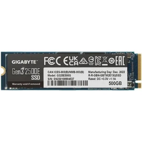 SSD диск Gigabyte AORUS Gen3 2500E, 500GB, M.2 2280, PCIe 3.0 x4 (G325E500G)