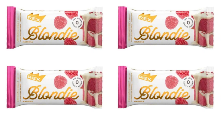 Пирожное протеиновое ProteinRex Блонди, малина, 50 гр, 4 шт