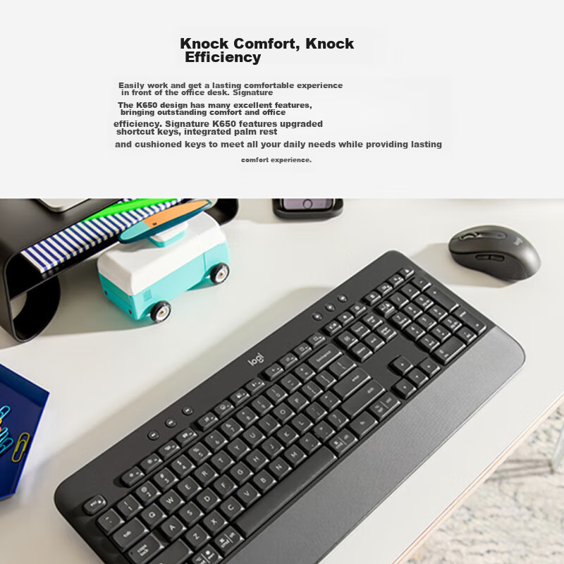 Беспроводная Bluetooth-клавиатура Logitech K650 Enterprise, Black, двухрежимная, с подставкой, приемник, серия Premium