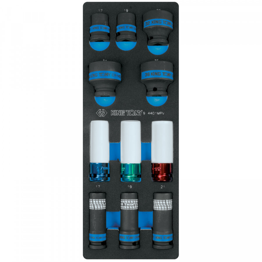 KING TONY Набор ударных головок 1/2", ложемент, 11 предметов 9-4401MPV