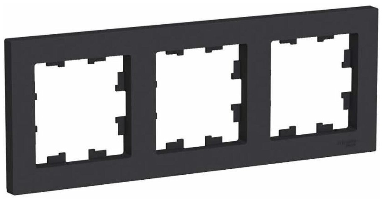 Рамка электроустановочная трехпостовая AtlasDesign Aqua, IP44, цвет Карбон