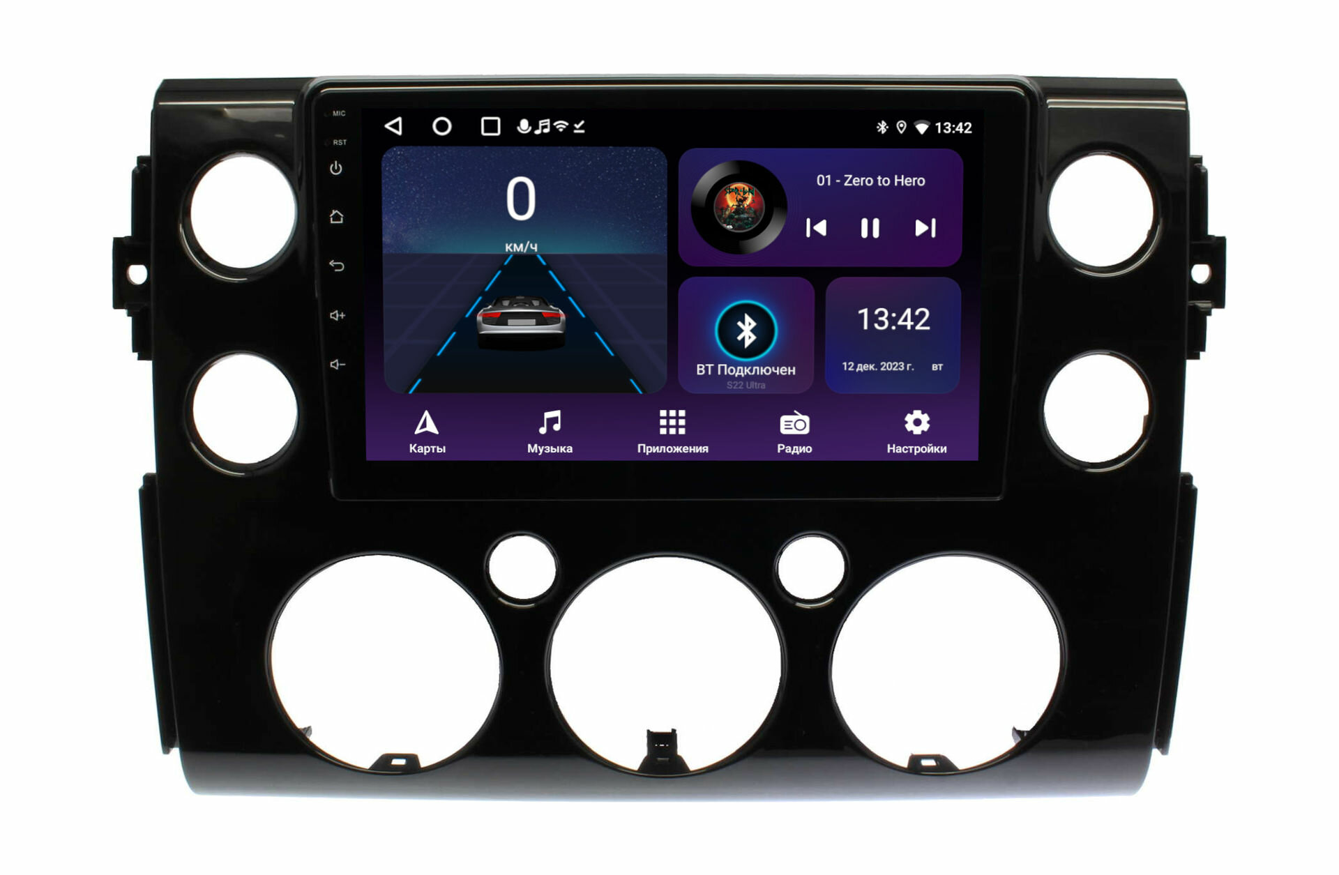 Магнитола Toyota FJ Cruiser 2006+ / 9 дюймов, 2/64GB, 4 ядра, Wi-Fi, Android 9 / Wide Media