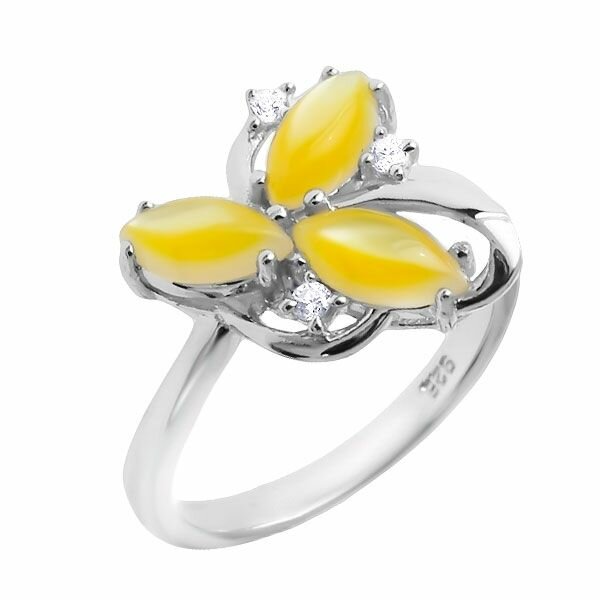 Кольцо тонкое, серебро, 925 проба, родирование, фианит, перламутр