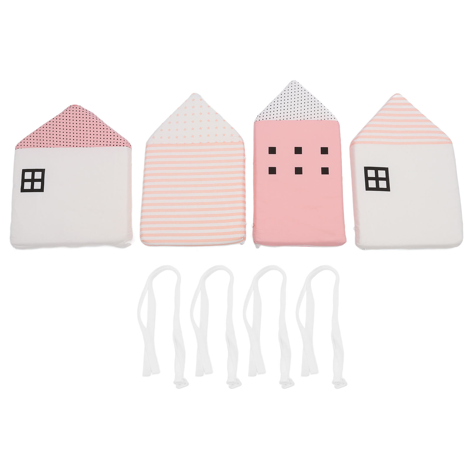 4 шт. Детские хлопковые защитные бортики для детской кроватки в форме домика, съемные, моющиеся, мягкие, противоударные, для детской комнаты.