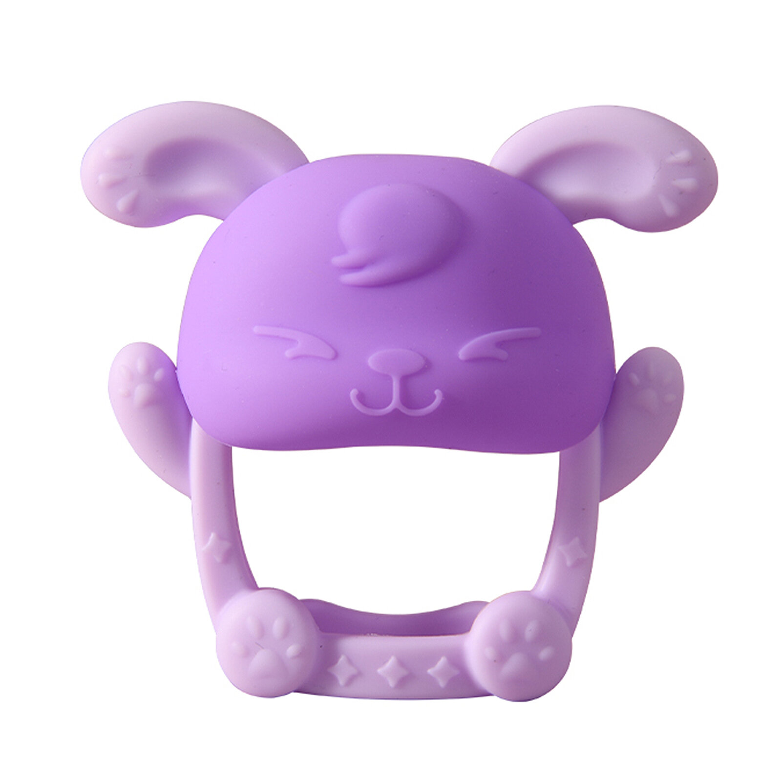 Детская игрушка-прорезыватель в виде кролика, варежка-прорезыватель, перчатка-прорезыватель для зубов, силиконовая жевательная игрушка для младенцев от 3 месяцев, съемный компонент.