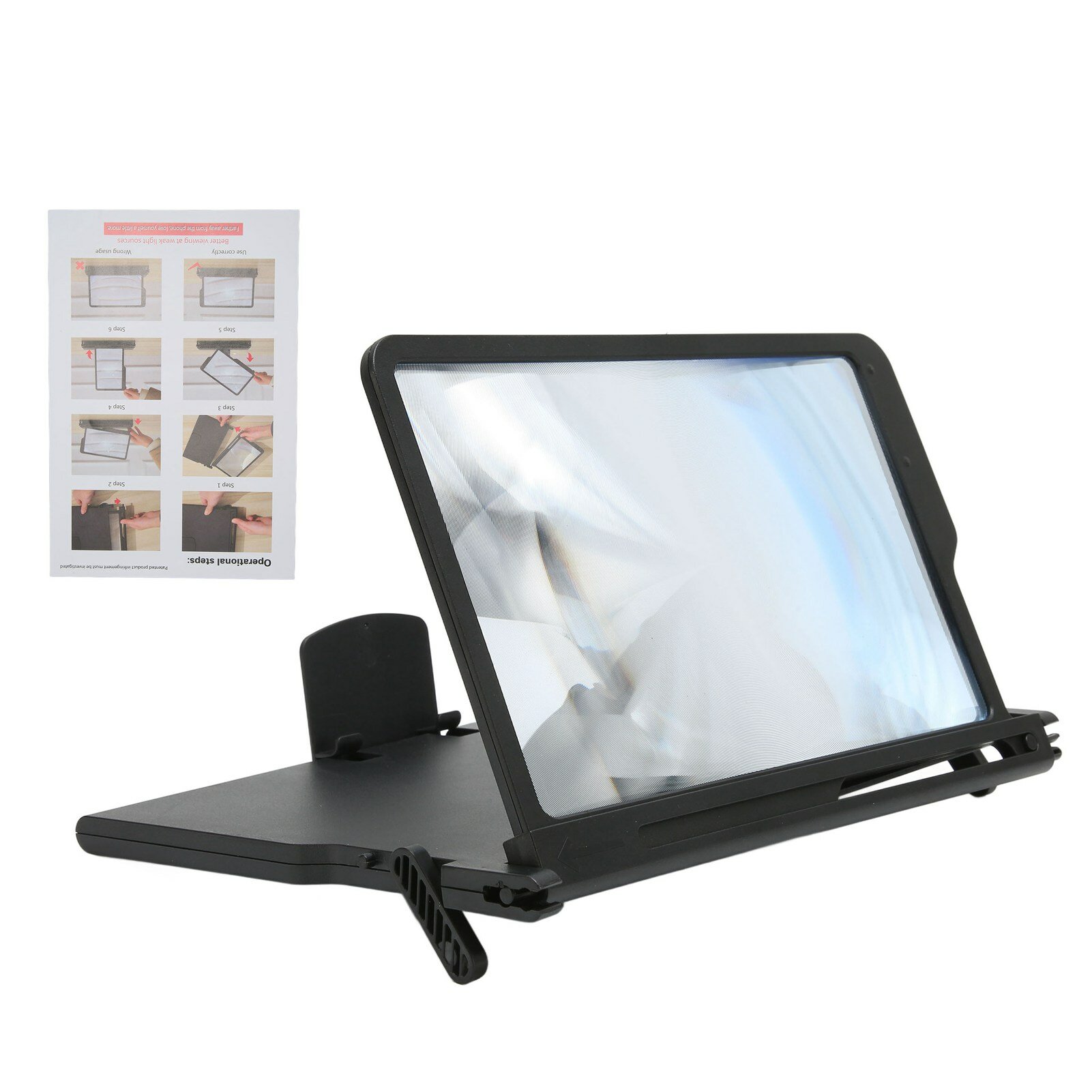 3D HD лупа для экрана мобильного телефона 12,5 дюймов выдвижная увеличитель экрана телефона для фильмов видеоигр черный