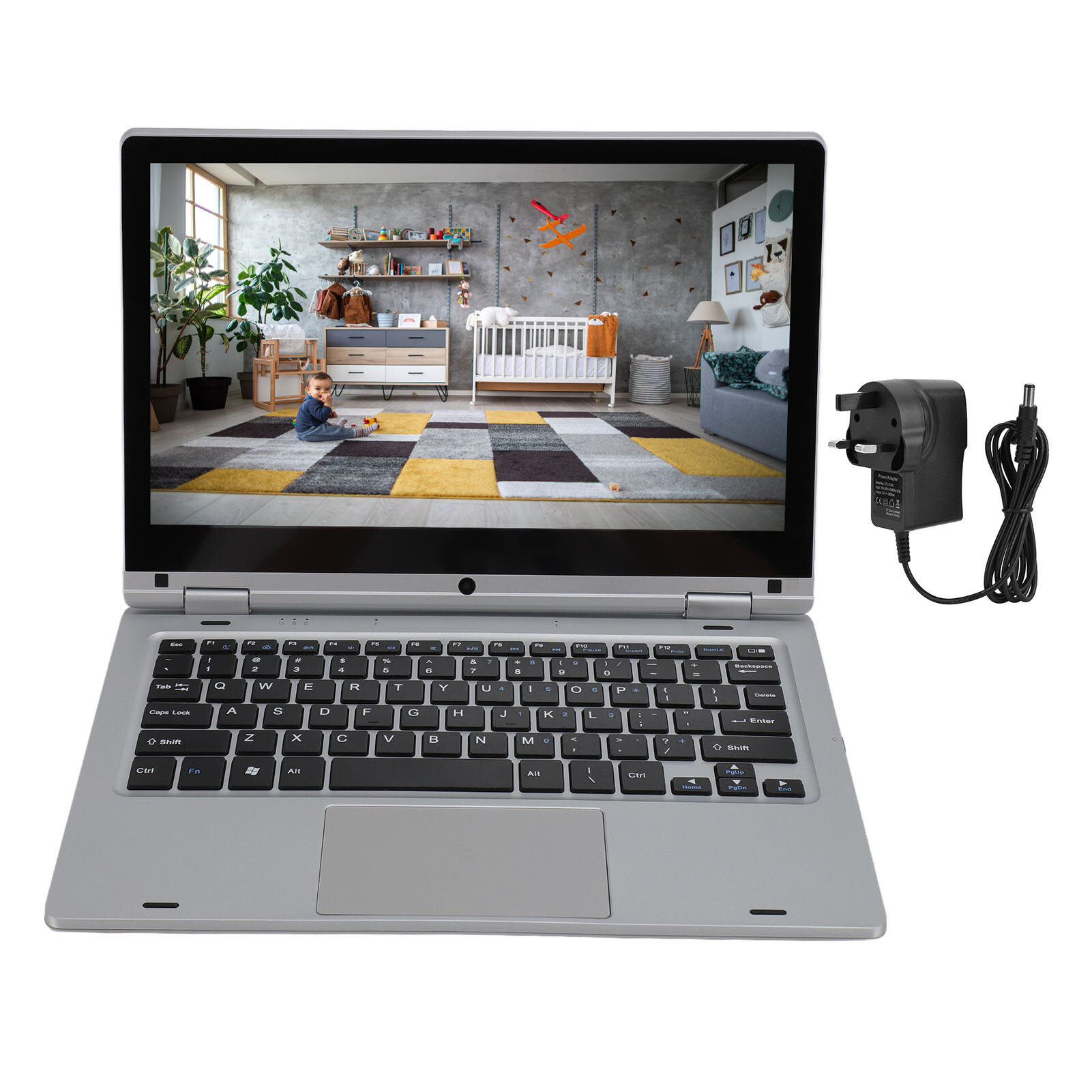 11,6 дюйма ноутбука FHD с сенсорным экраном 360 градусов Convertible 2 в 1 бизнес -ноутбук для Windows11 100–240V 6+128G Великобритания.