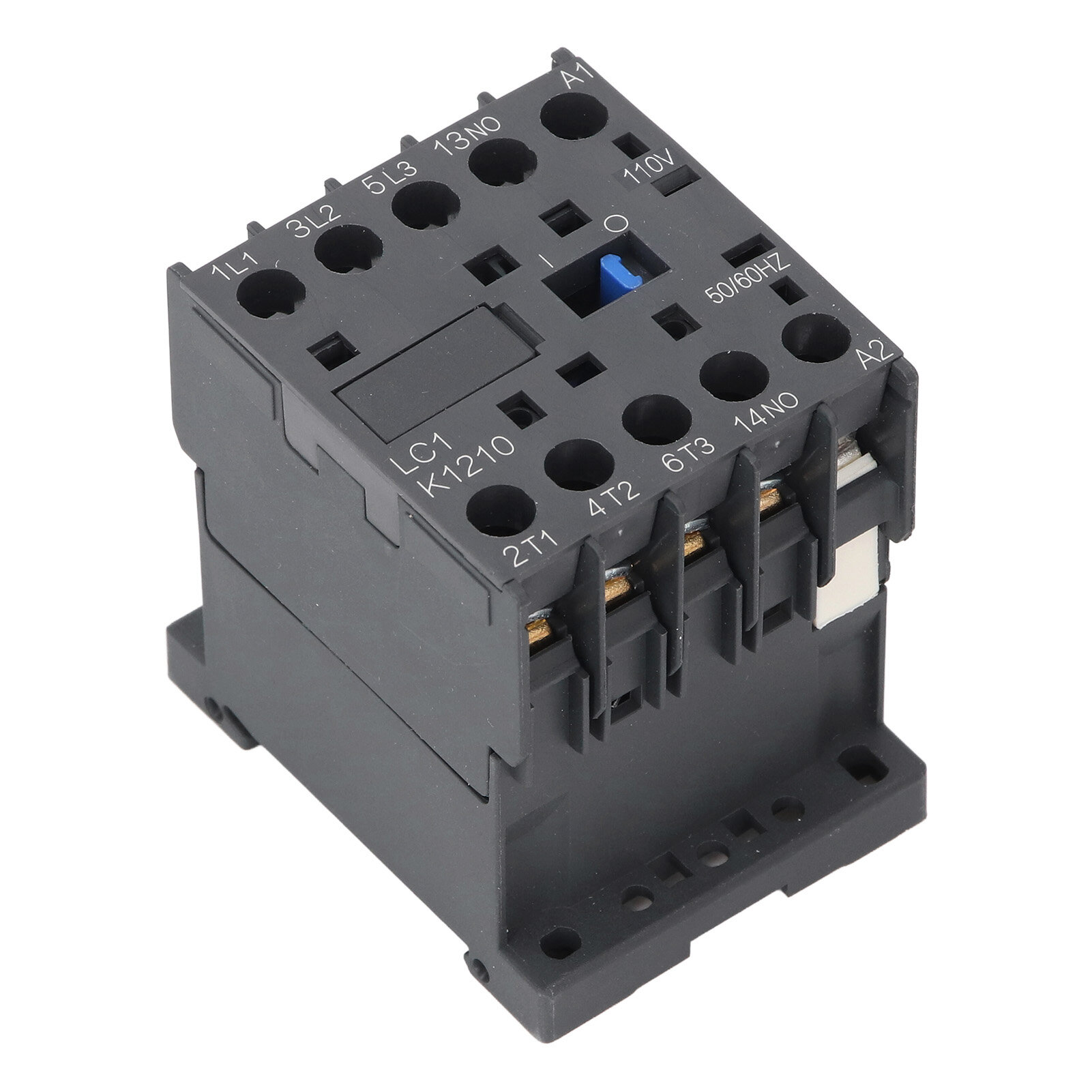 Контактор переменного тока, корпус из поликарбоната, контакты из серебряного сплава, высокая чувствительность, тип K, 12 А, 1НО, напряжение катушки силового контактора 110 В