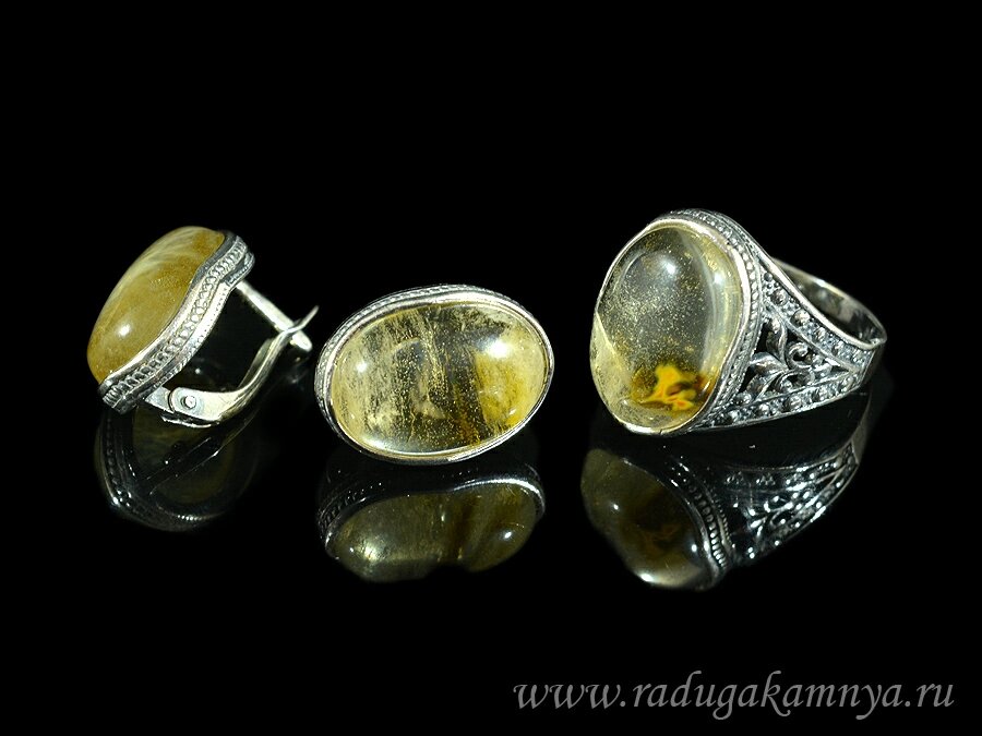 Комплект бижутерии: кольцо, халцедон