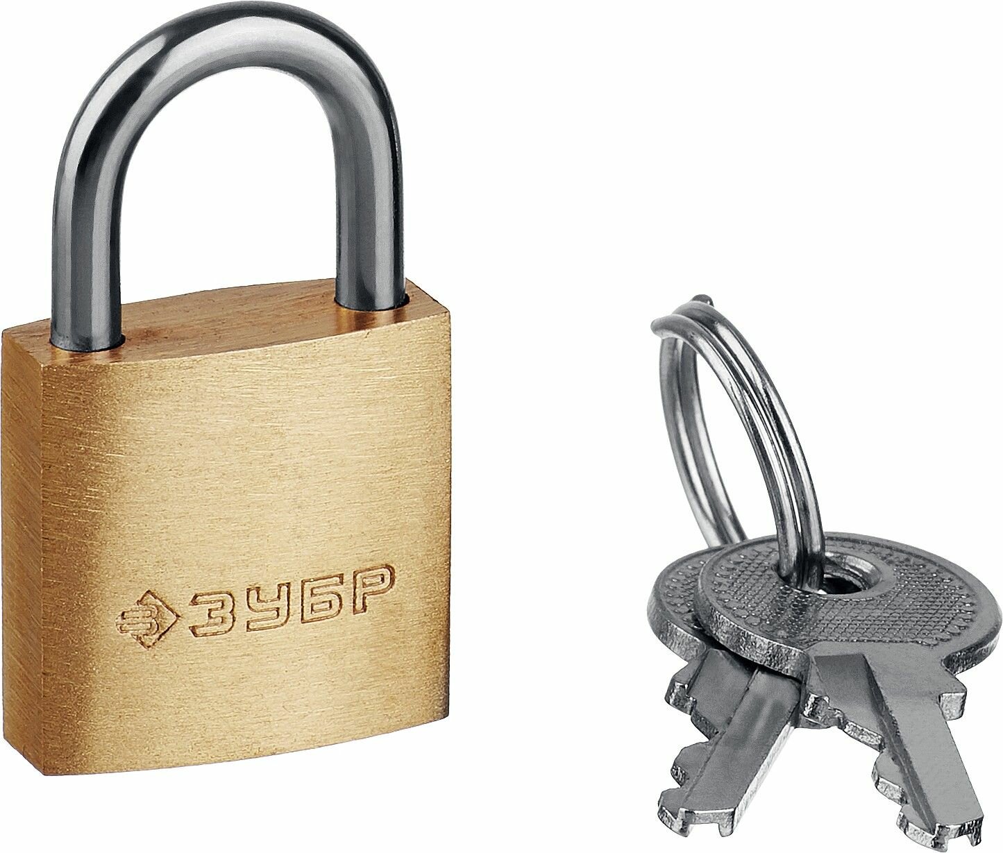 Замок навесной ЗУБР 20 мм, латунный корпус, мини, Профессионал