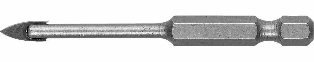Сверло по стеклу и кафелю ЗУБР, 3 мм, 2х кромка, HEX 1/4 29840-03