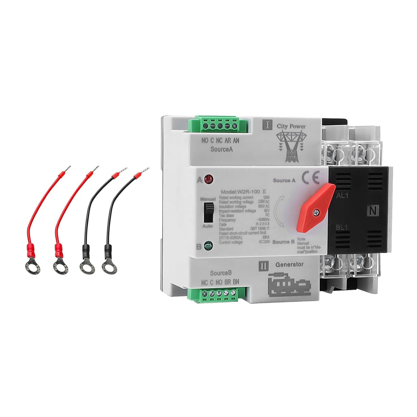 2Р 100А Автоматические преобразователи напряжения Монтаж на ДИН-рейку Контроллера Легкая установка