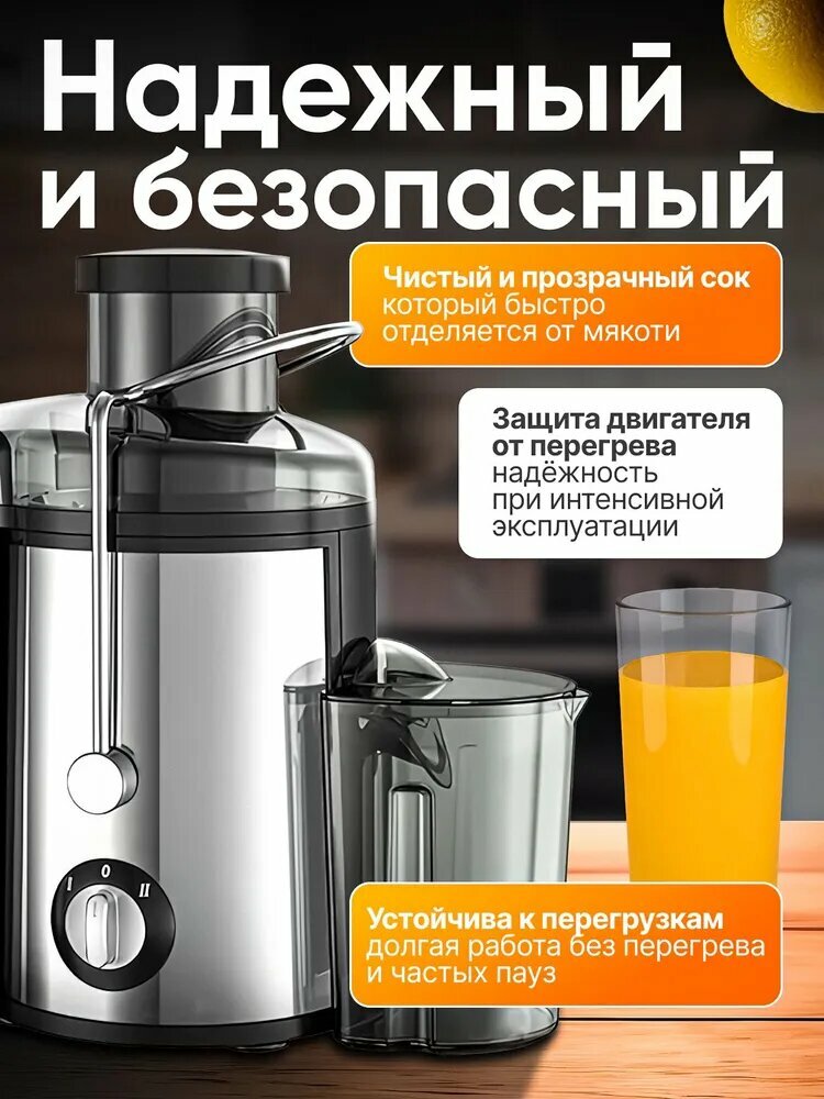 Соковыжималка LAZARYX, вертикальная, нержавеющая сталь, мощность 800Вт