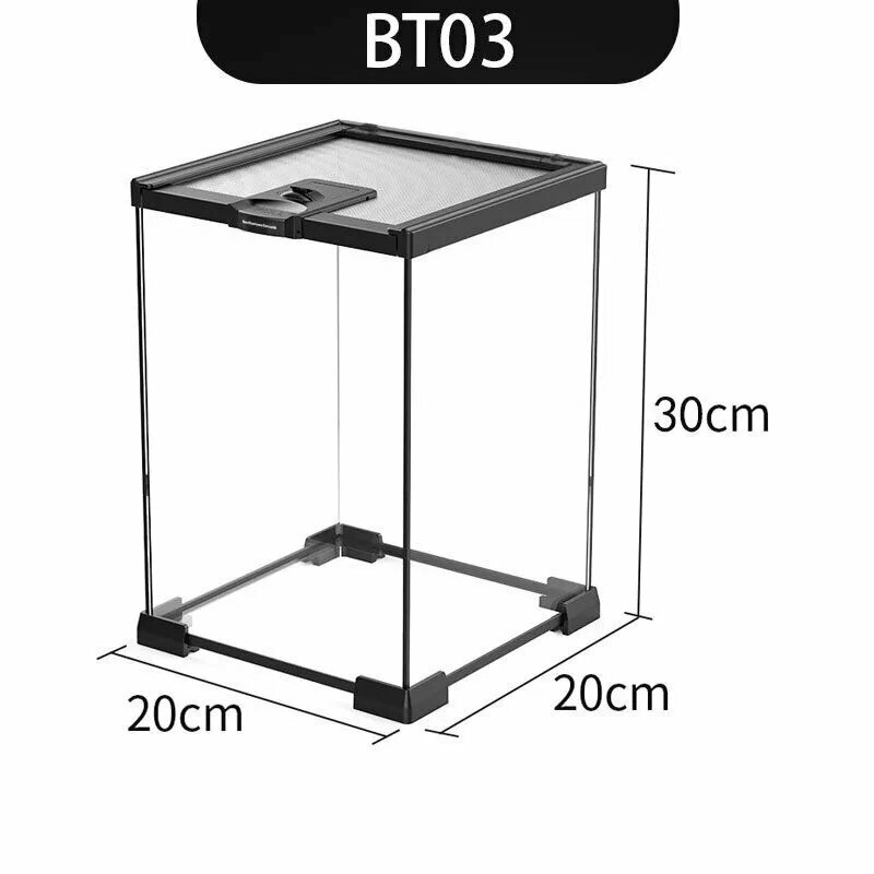 Универсальный стеклянный террариум-дождевик: Защищённый вольер для змей, черепах, пауков, гекконов и древесных лягушек 20 * 20 * 30