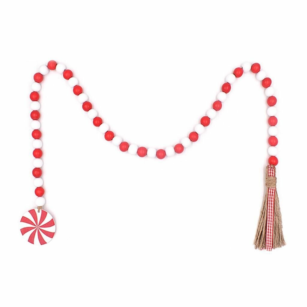 1 нитка рождественских деревянных бусин, украшения из пеньковой веревки карамельного цвета с кисточками-стиль ветряной мельницы
