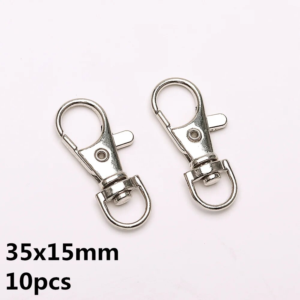 Крючки с застежкой-лобстером металлические 5 шт. rhodium 35x15mm