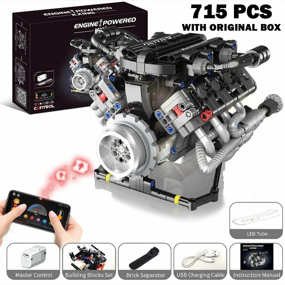 JIMITU Технический двигатель V8 из блоков C Type - With Box