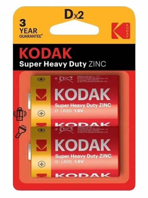 Батарейка Kodak (Кодак) R20 SUPER HEAVY DUTY тип D 2шт