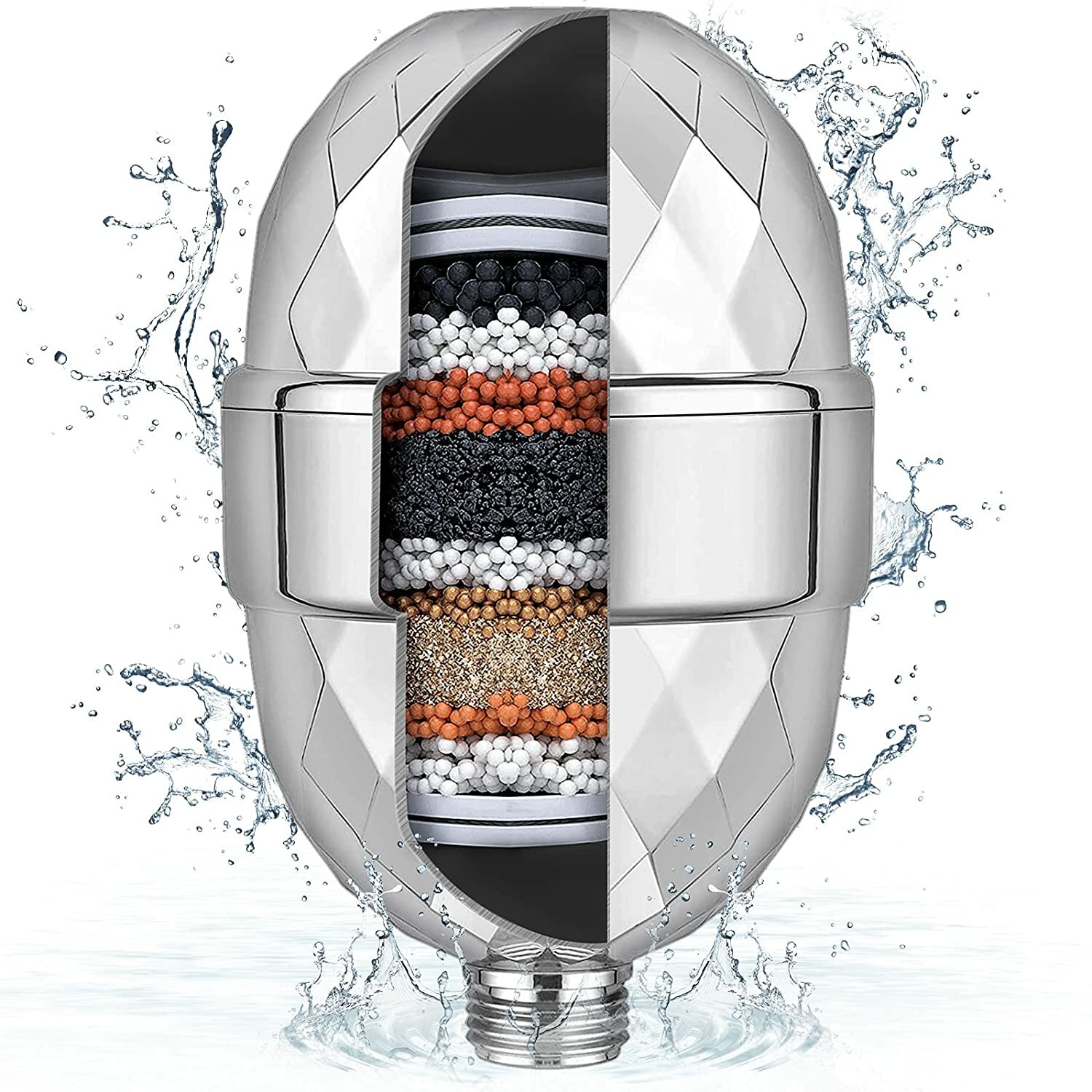 Фильтр для душа для жесткой воды, Высокопроизводительный смягчитель воды для душа, Фильтрованный душевой головка для жесткой воды Удаление хлора и тяжелых металлов, Душевой фильтр с витамином С для кожи волос ногтей