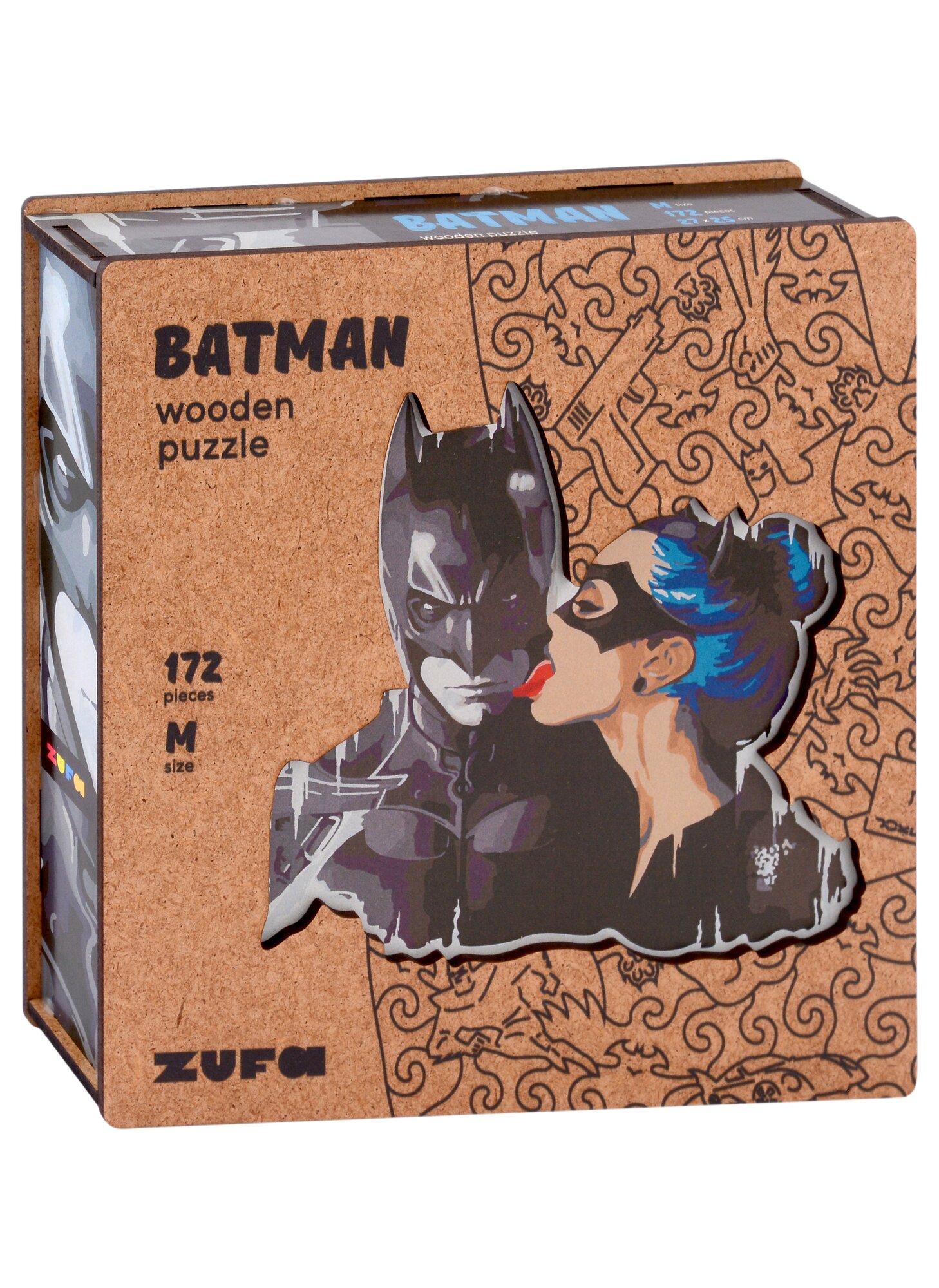 Деревянный пазл с двухслойной крышкой Бэтмен M, 172 детали
