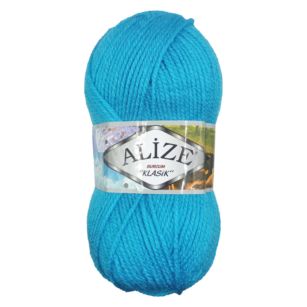 Пряжа для вязания Alize Burcum klasik 245 яркая бирюза. 100 гр/210 м 100% акрил