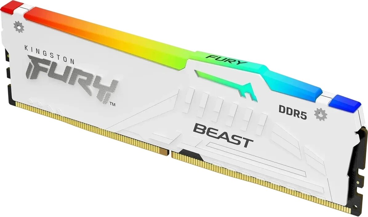 Оперативная память Kingston Fury Beast, DDR5, 16GB (1x16 GB), 6000 MHz, CL30, радиатор, RGB, белый