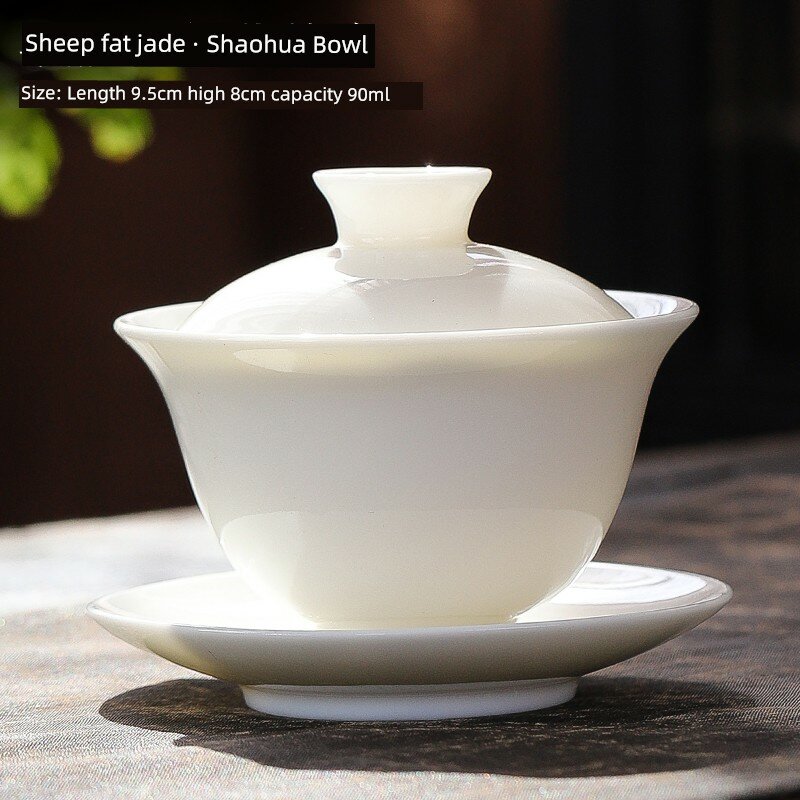 Чаша для чая Suet-fat с нефритовым покрытием, чашка для чая Dehua, белый фарфоровый чайник с крышкой, одинарный Sancai,