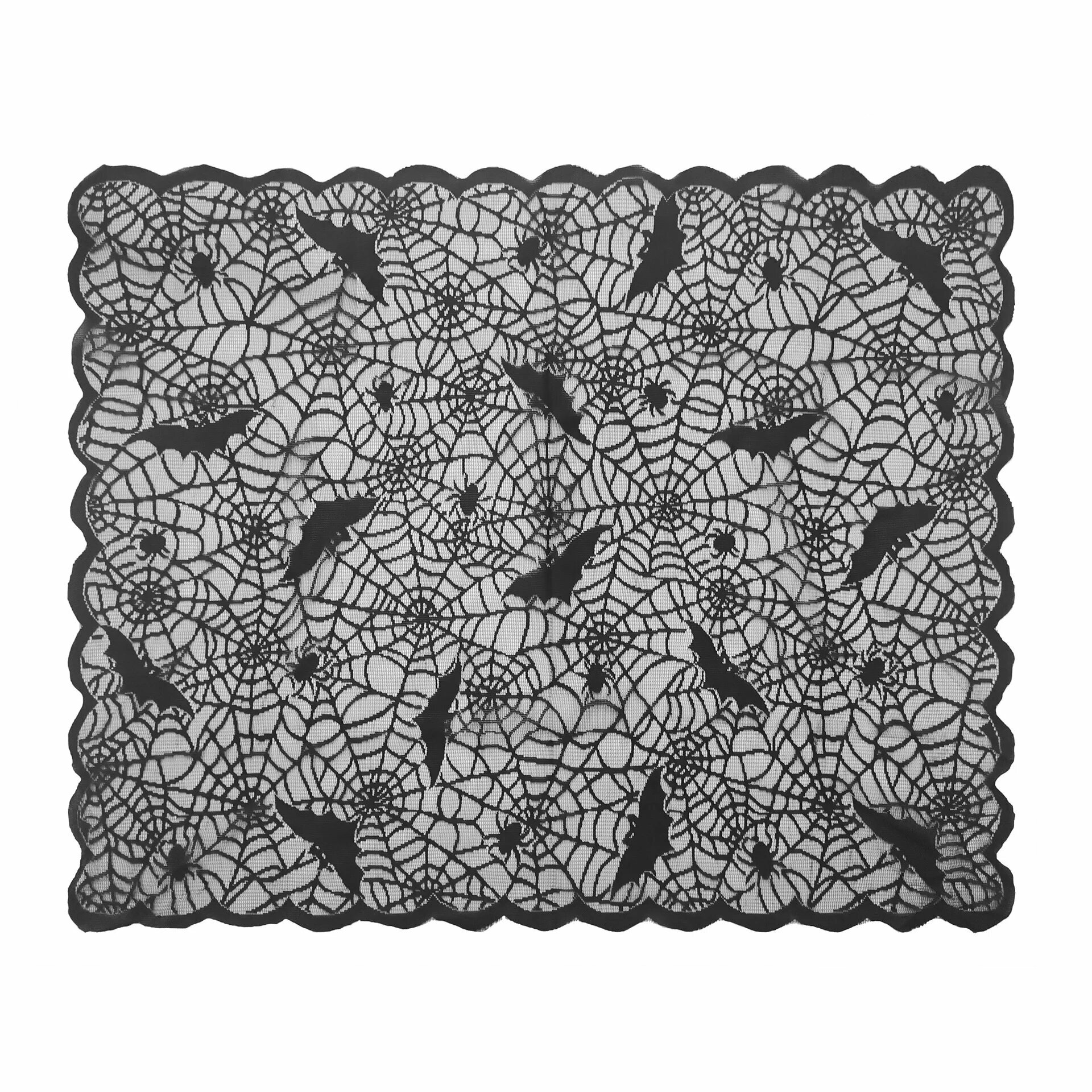 Скатерть черная с узором паутина для Хэллоуина, полиэстер 98x81cm