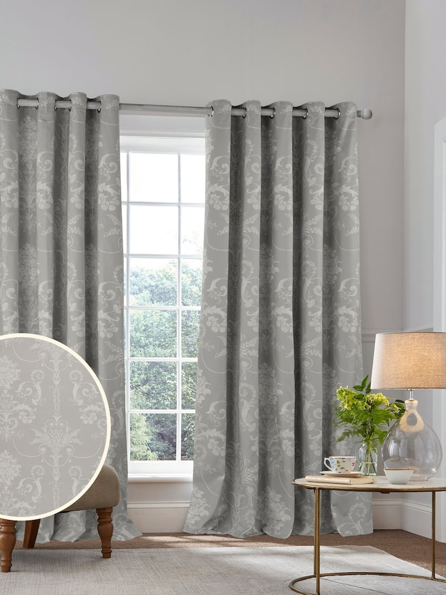 Шторы плотные Laura Ashley Josette с люверсами, размер 168х229 см, цвет светло-серый, C37-297_5