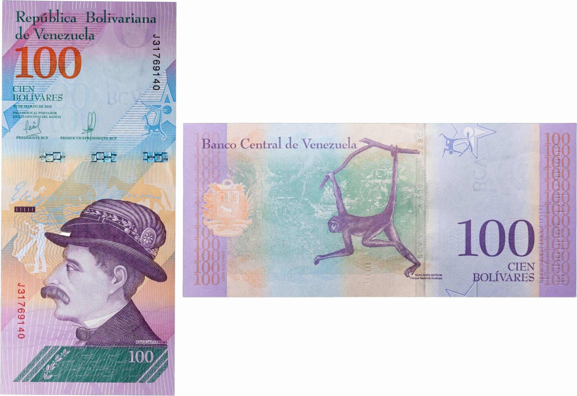 Венесуэла 100 боливаров 2018