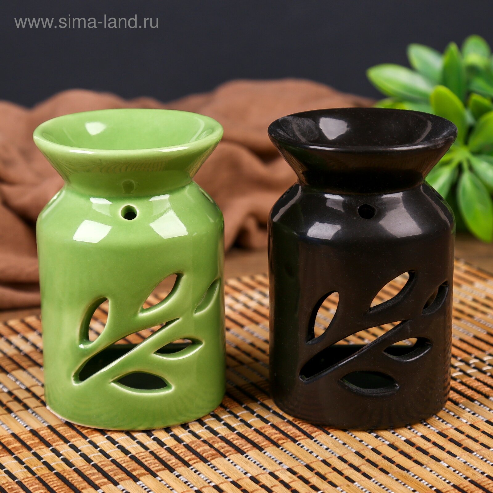 Аромалампа для эфирных масел «Веточка с листьями», керамика, 11×7×7 см, микс