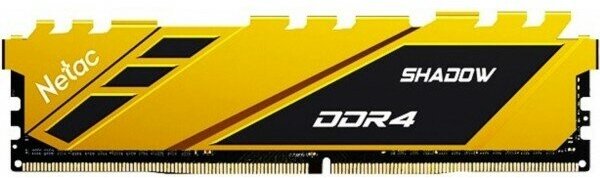 Оперативная память NETAC Shadow, DDR4, 8GB (1x8GB), 2666MHz, CL19, DIMM, с радиаторами, желтый