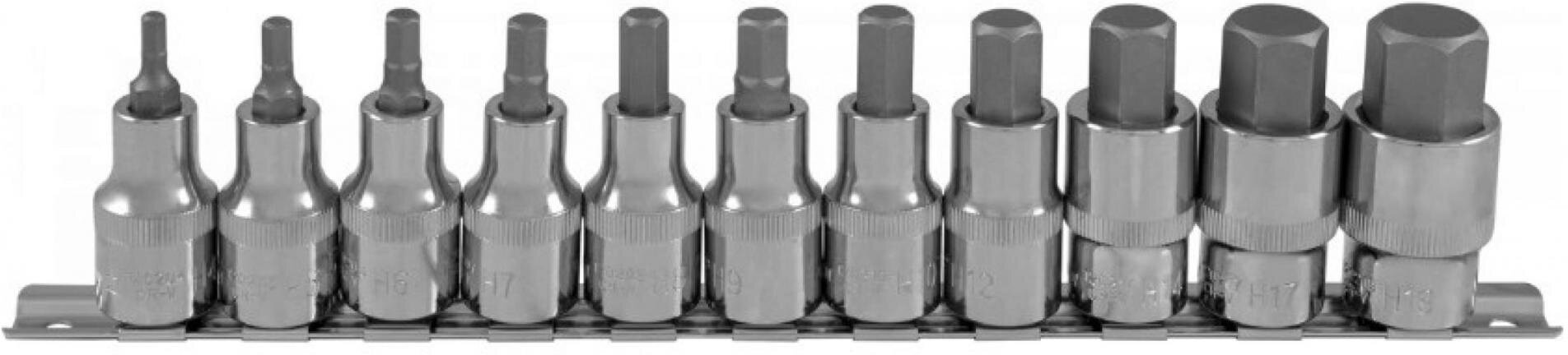 Набор насадок торцевых 1/2" с вставками-битами шестигранными H4-H19, 11 предметов Ombra 912211, 55751