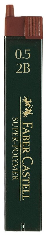 Грифели для механических карандашей Faber-Castell "Super-Polymer", 12шт, 0,5мм, 2B