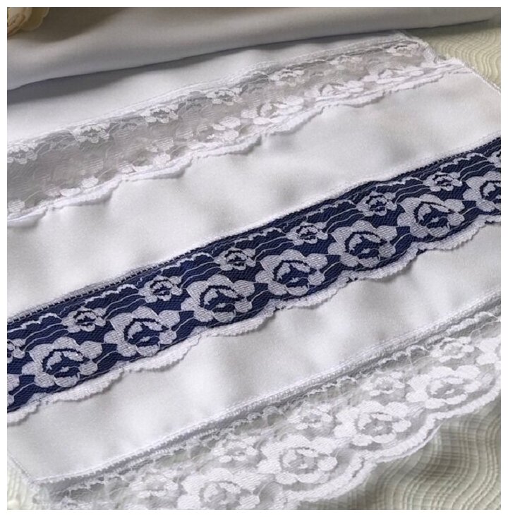 Рушник свадебный , синий, габардин, 35*140 см