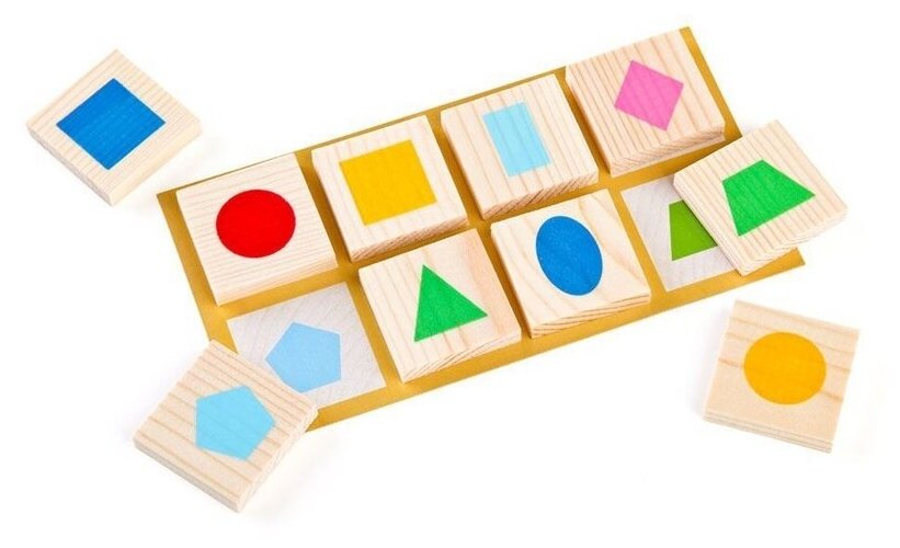 Томик Лото деревянное Геометрические фигуры 6-2222-4 с 3 лет