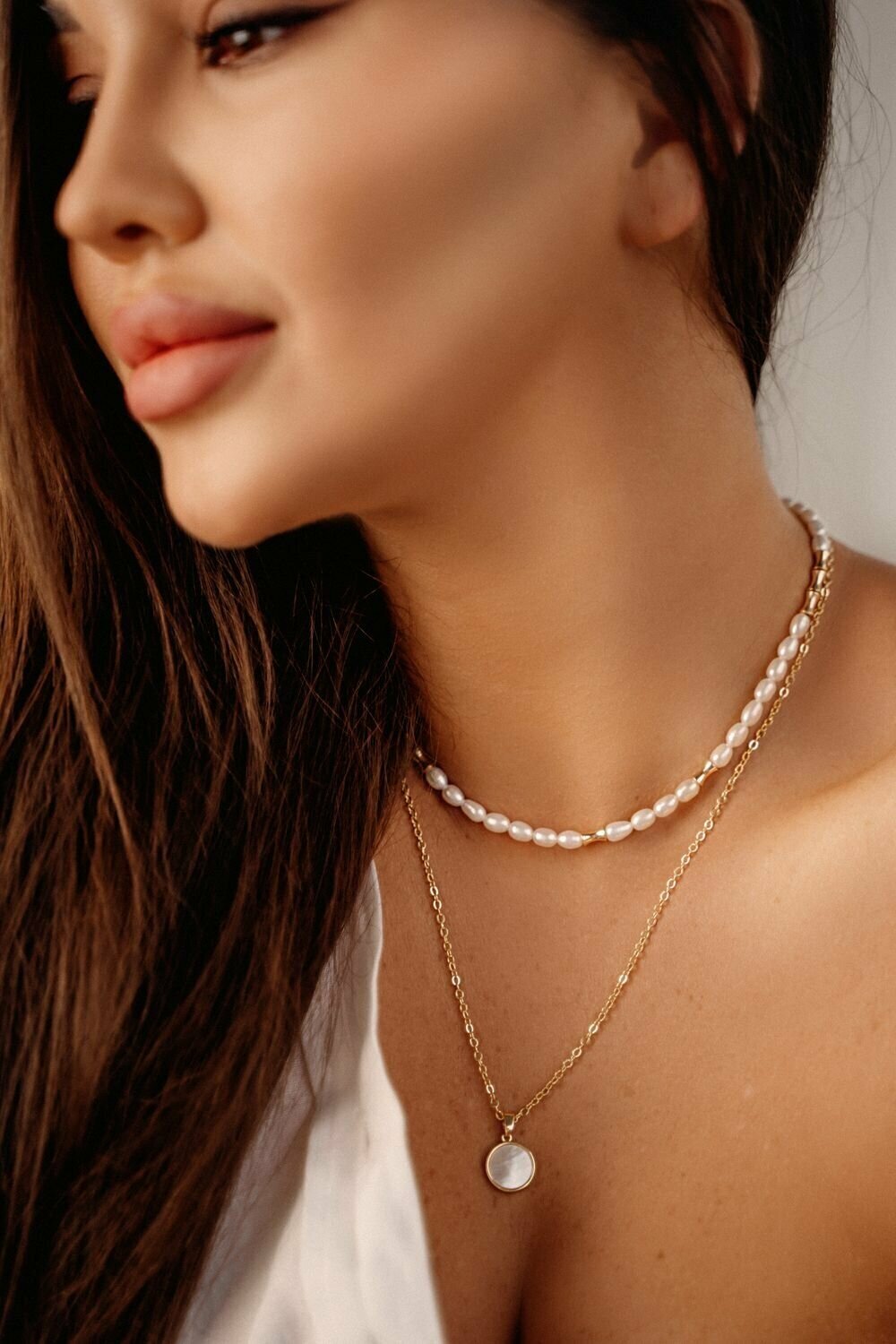 Чокер, жемчуг барочный, перламутр