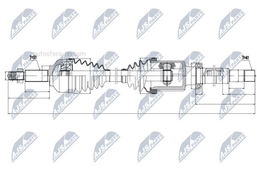 NTY NPWFR074 привод правый! 1092mm\ Ford Transit 2.2 TDCi 13>