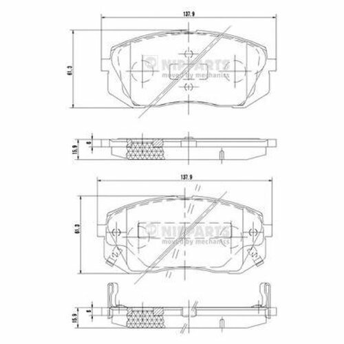 Комплект передних тормозных колодок Nipparts n3600330 для Hyundai ix35; Kia Carens III, Sportage