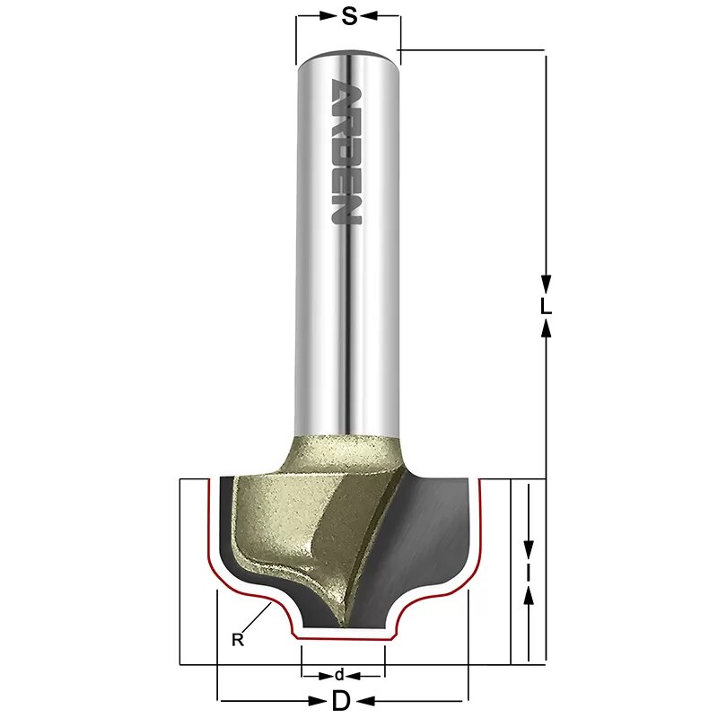 Фреза Гусёк R=3.175 D=25.4x11.1x40 S=8 ARDEN 210851